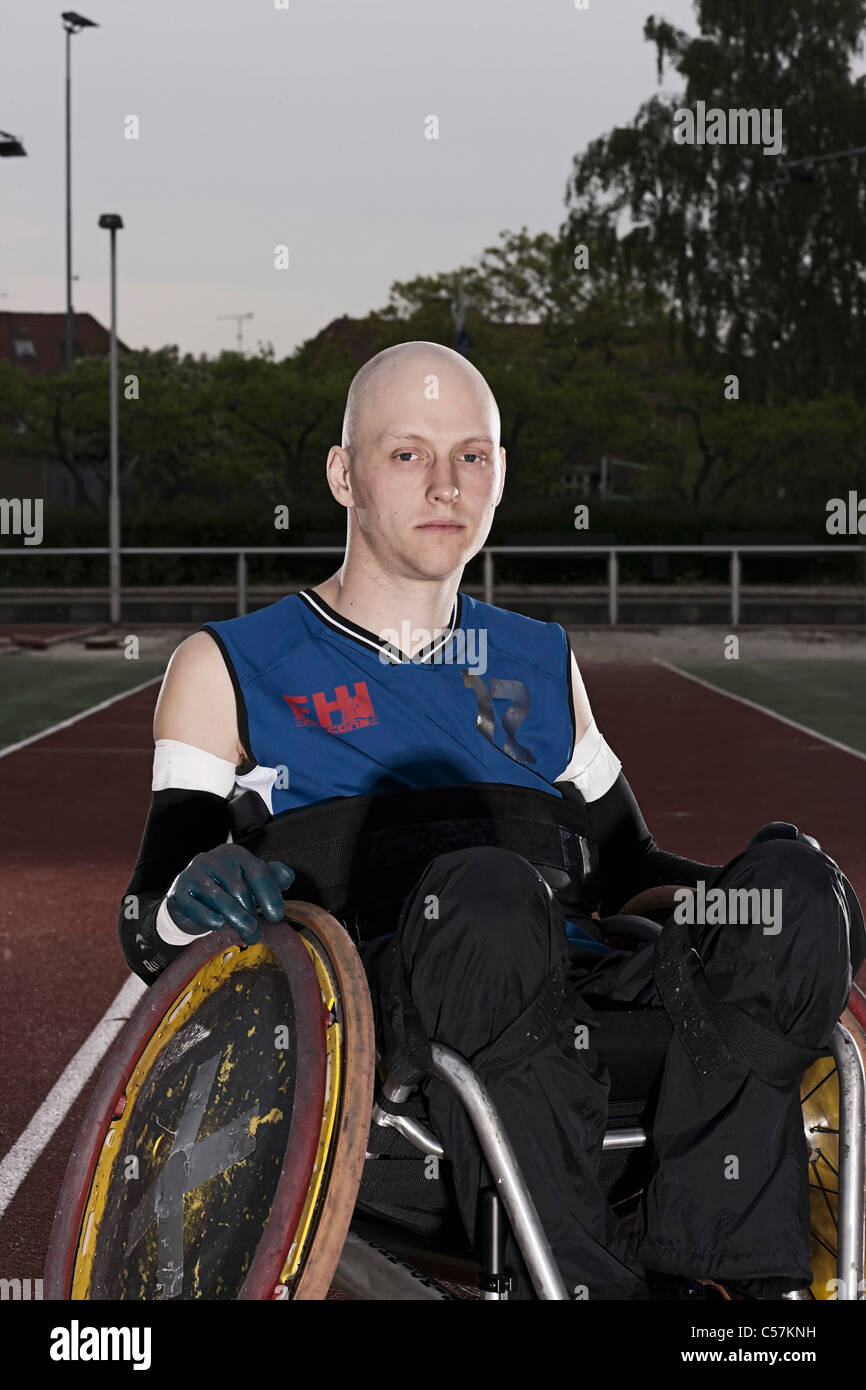 Para rugby player in wheelchair on track Stock Photo - Alamy