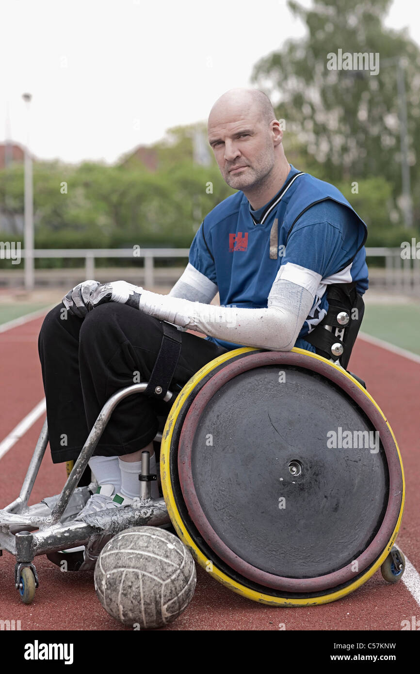 Para rugby player in wheelchair on track Stock Photo - Alamy