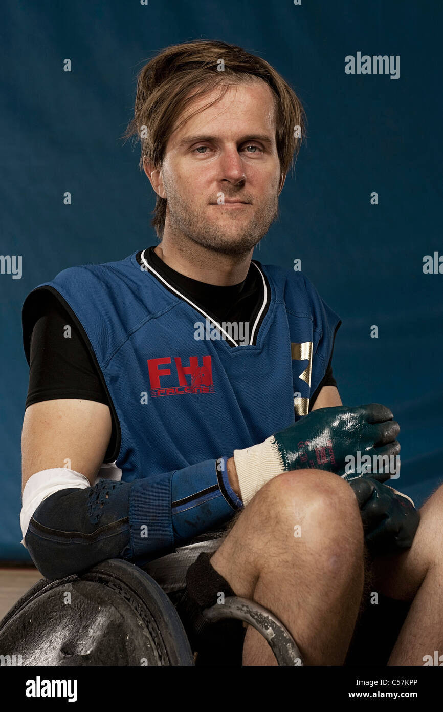 Para rugby player in wheelchair Stock Photo - Alamy