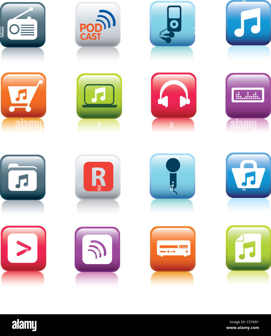 Illustration set of a collection of musical icons Stock Photo - Alamy