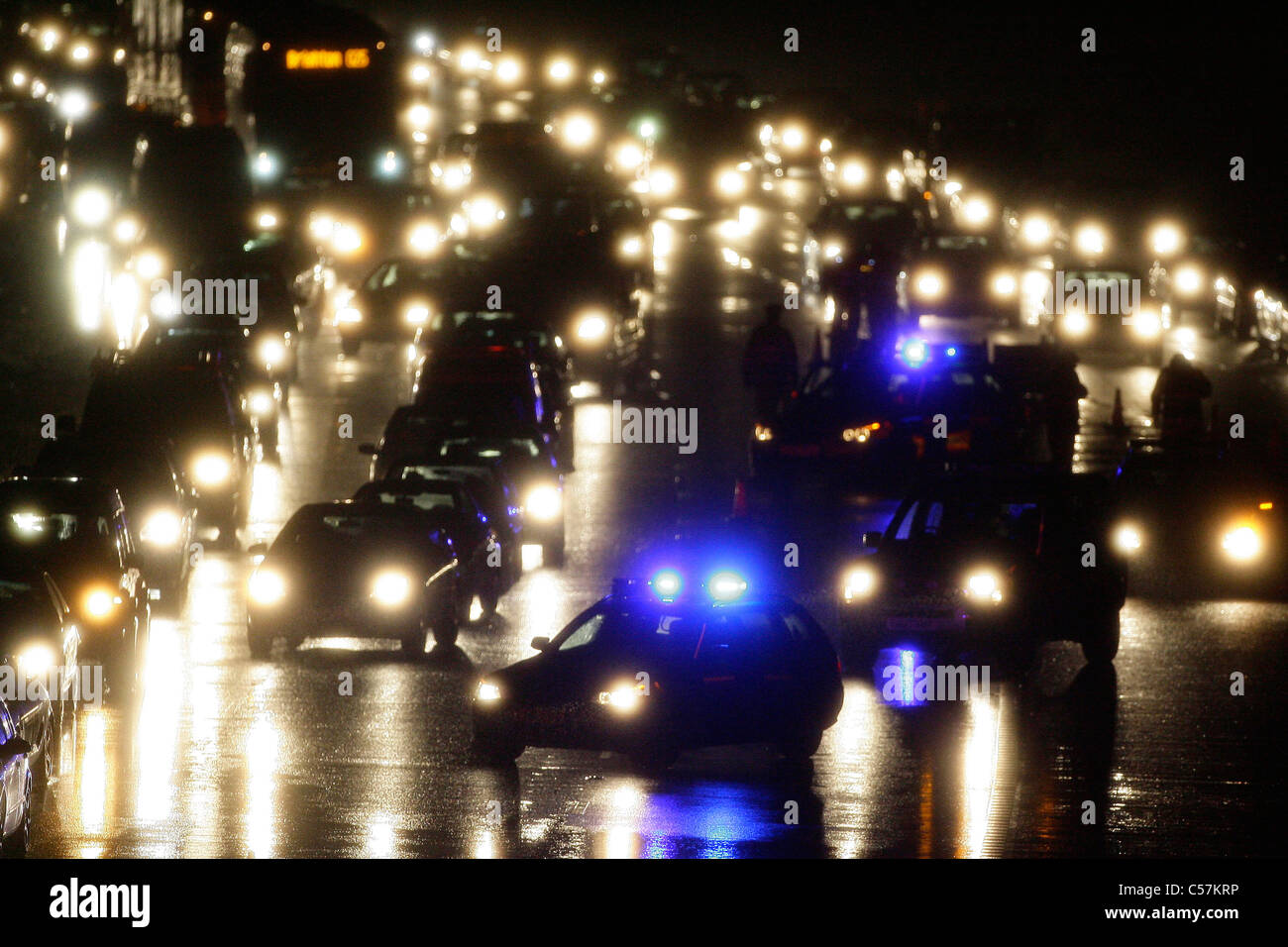 Traffic chaos after heavy rain floods a motorway. Picture by James ...