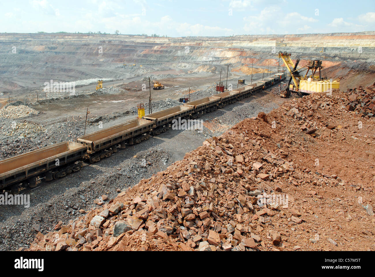 The train and dredger in career of iron ore Stock Photo - Alamy