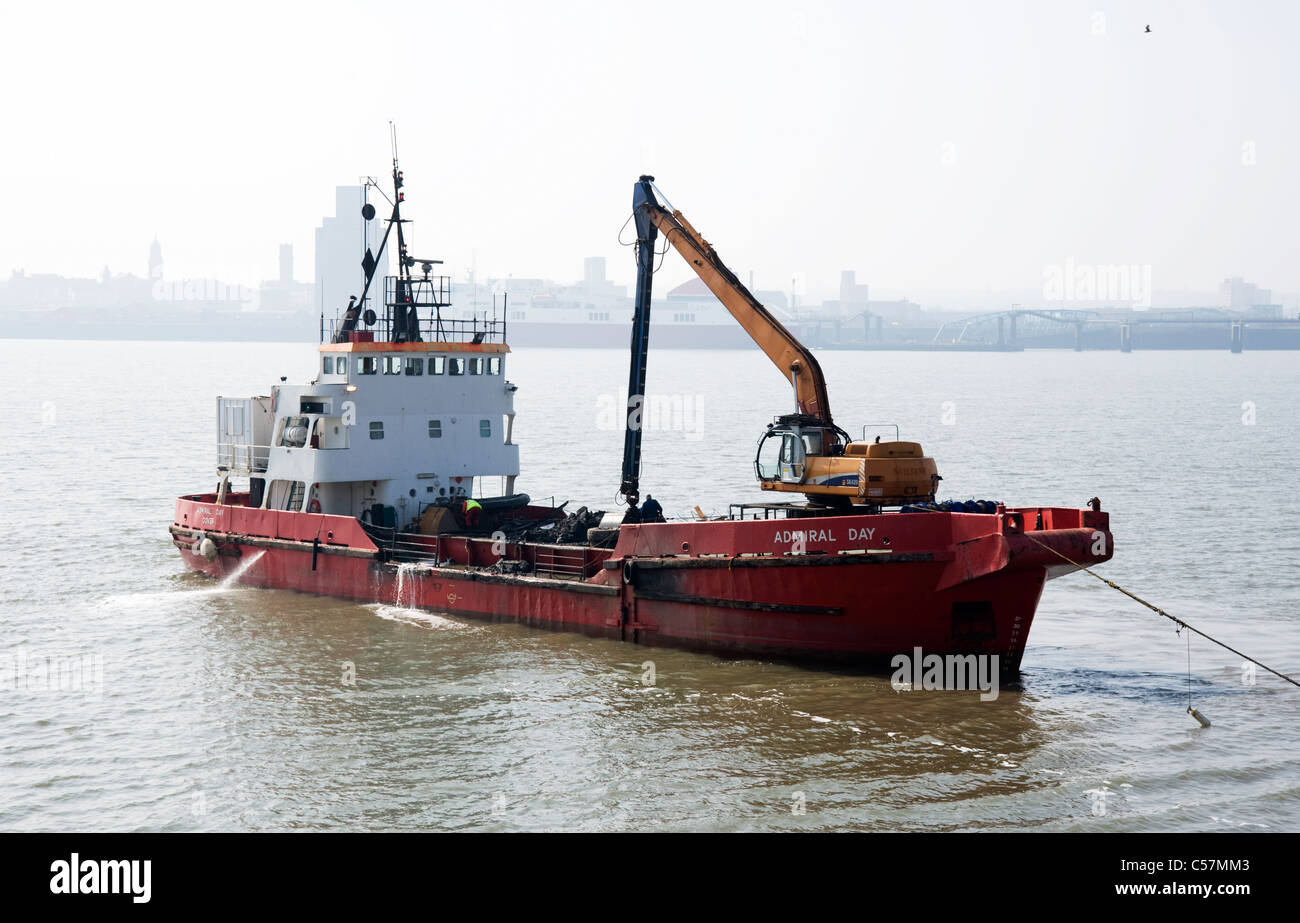 The "grab-hopper" dredger Admiral Day at work by Pier Head Stock Photo ...