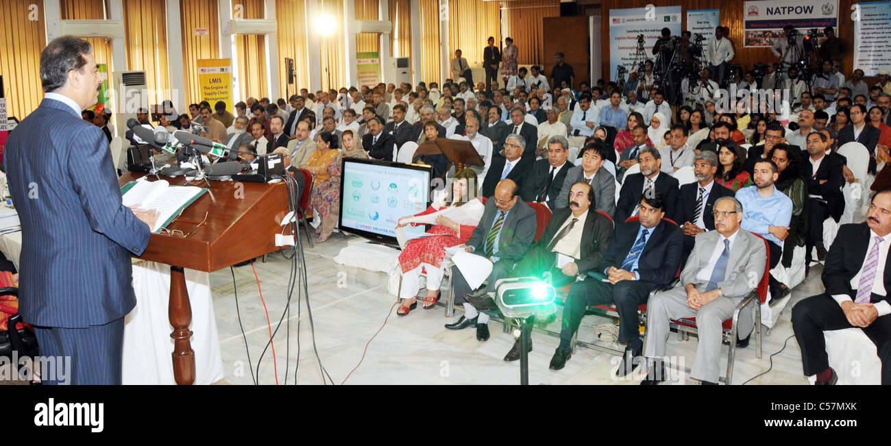 Prime minister syed yousuf raza gilani addresses convention hi-res ...