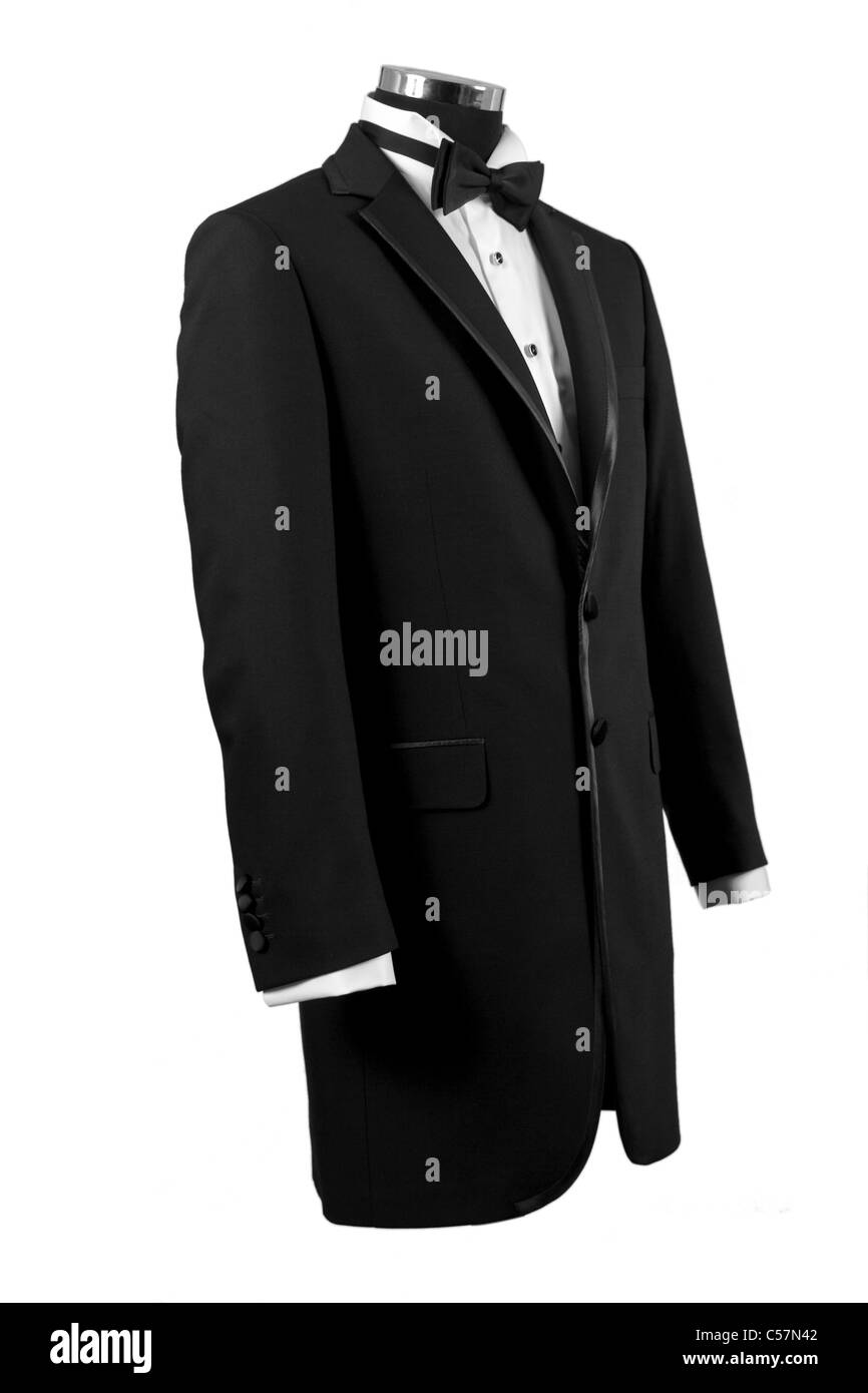 Front view of black tuxedo and white shirt Stock Photo - Alamy