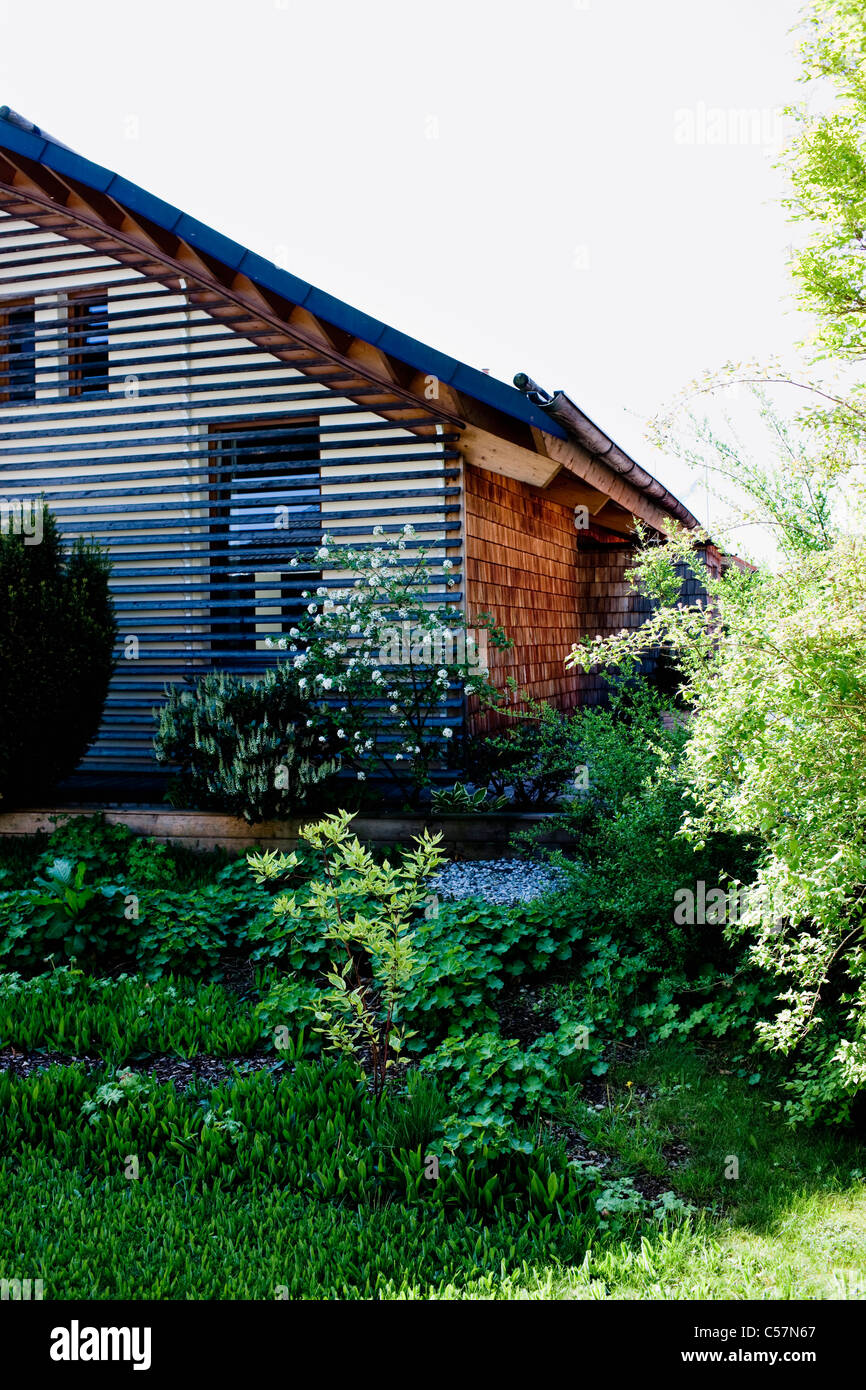 Green garden of modern home Stock Photo - Alamy