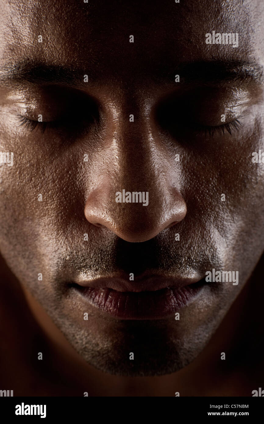 Face closeup sweating hi-res stock photography and images - Alamy