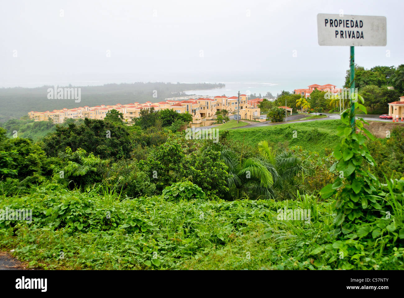 View of the villas and the ocean in Puerto Rico with "private property ...