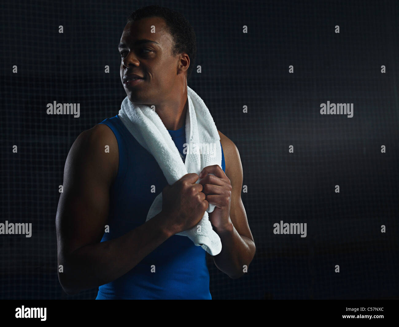 Runner wearing towel around his neck Stock Photo - Alamy