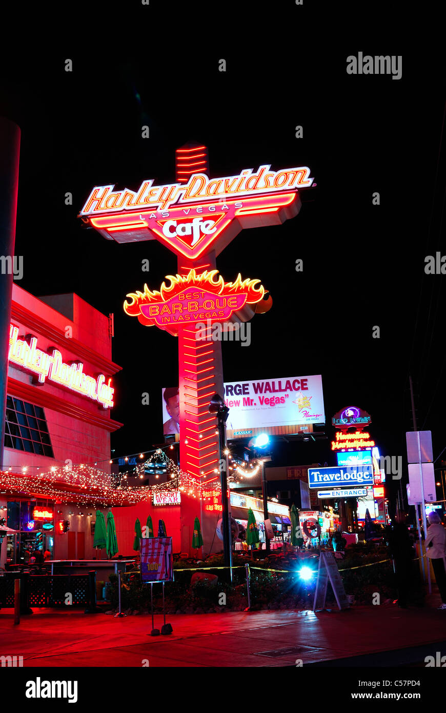 Commercial advertisement board in Las Vegas Strip at night, Nevada ...