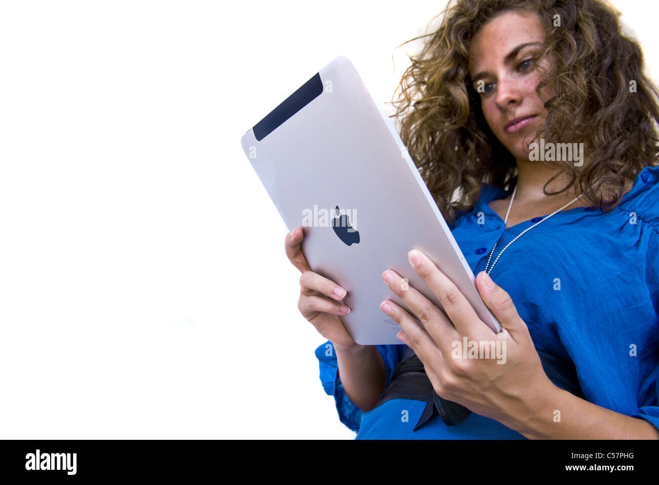 Girl with Ipad Stock Photo - Alamy