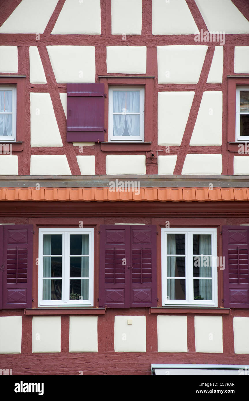 Detail of an old house with fachwerk or half-timbering in the city of ...
