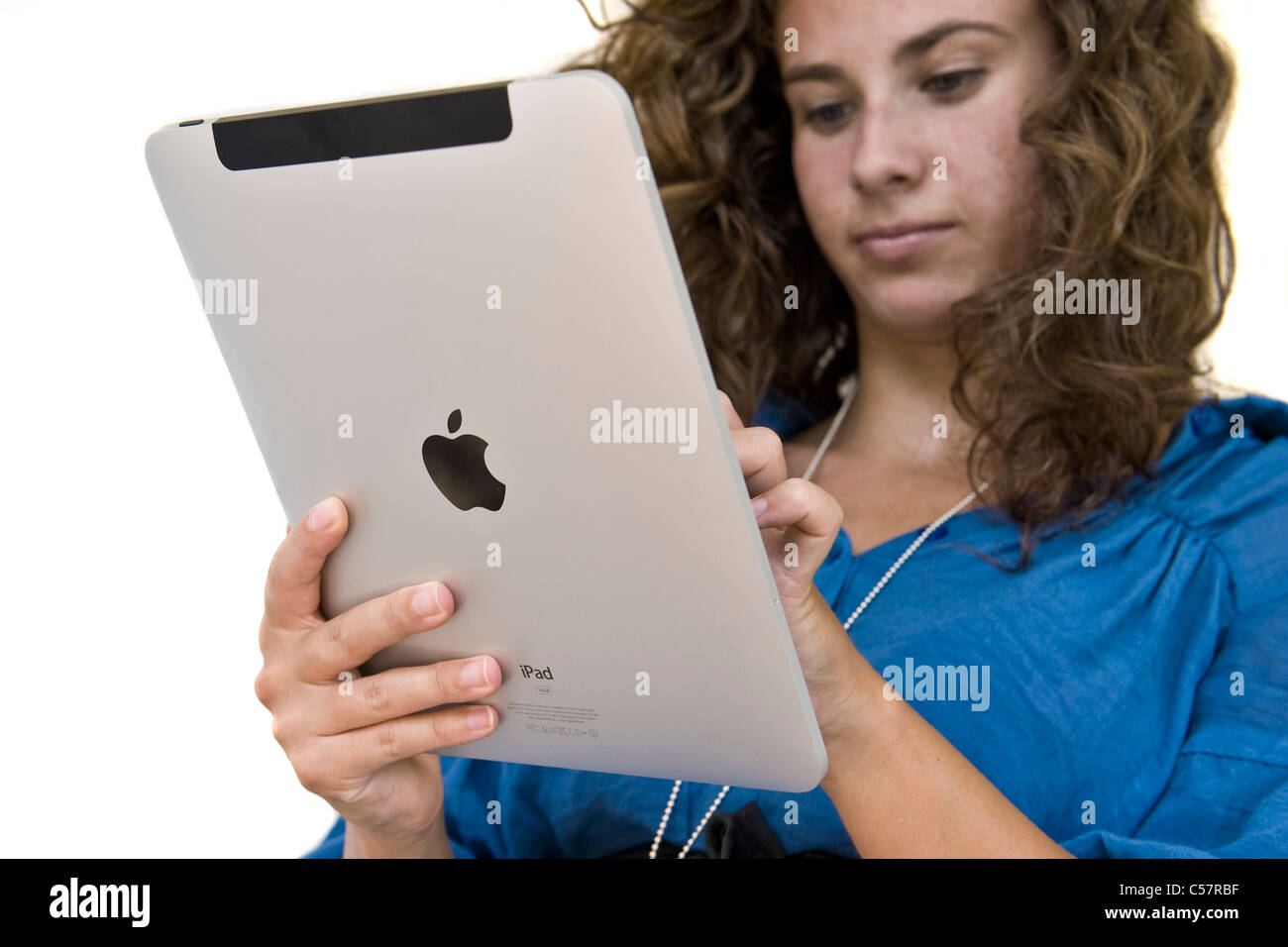 Girl with Ipad Stock Photo - Alamy
