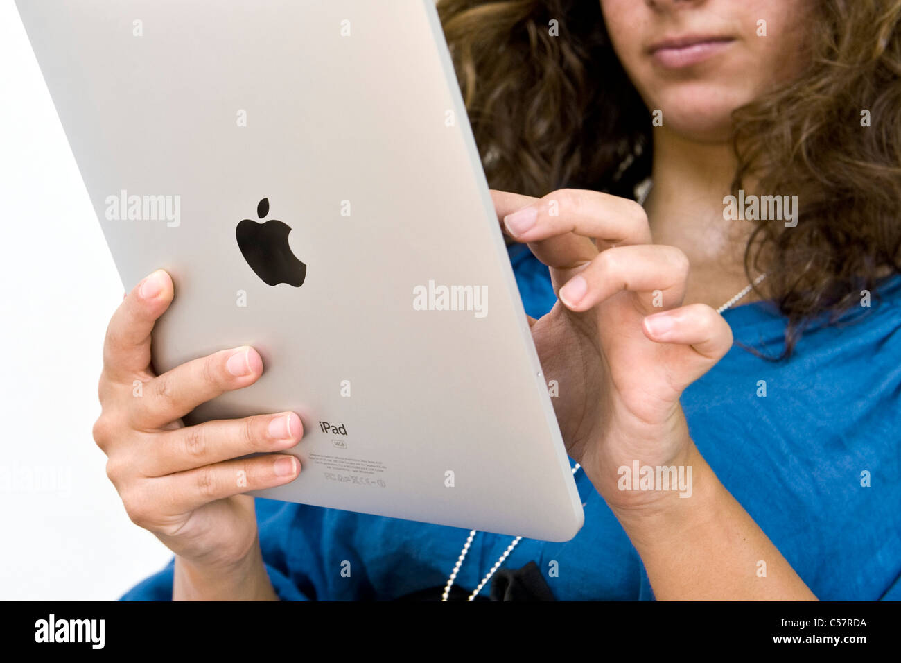 Girl with Ipad Stock Photo - Alamy
