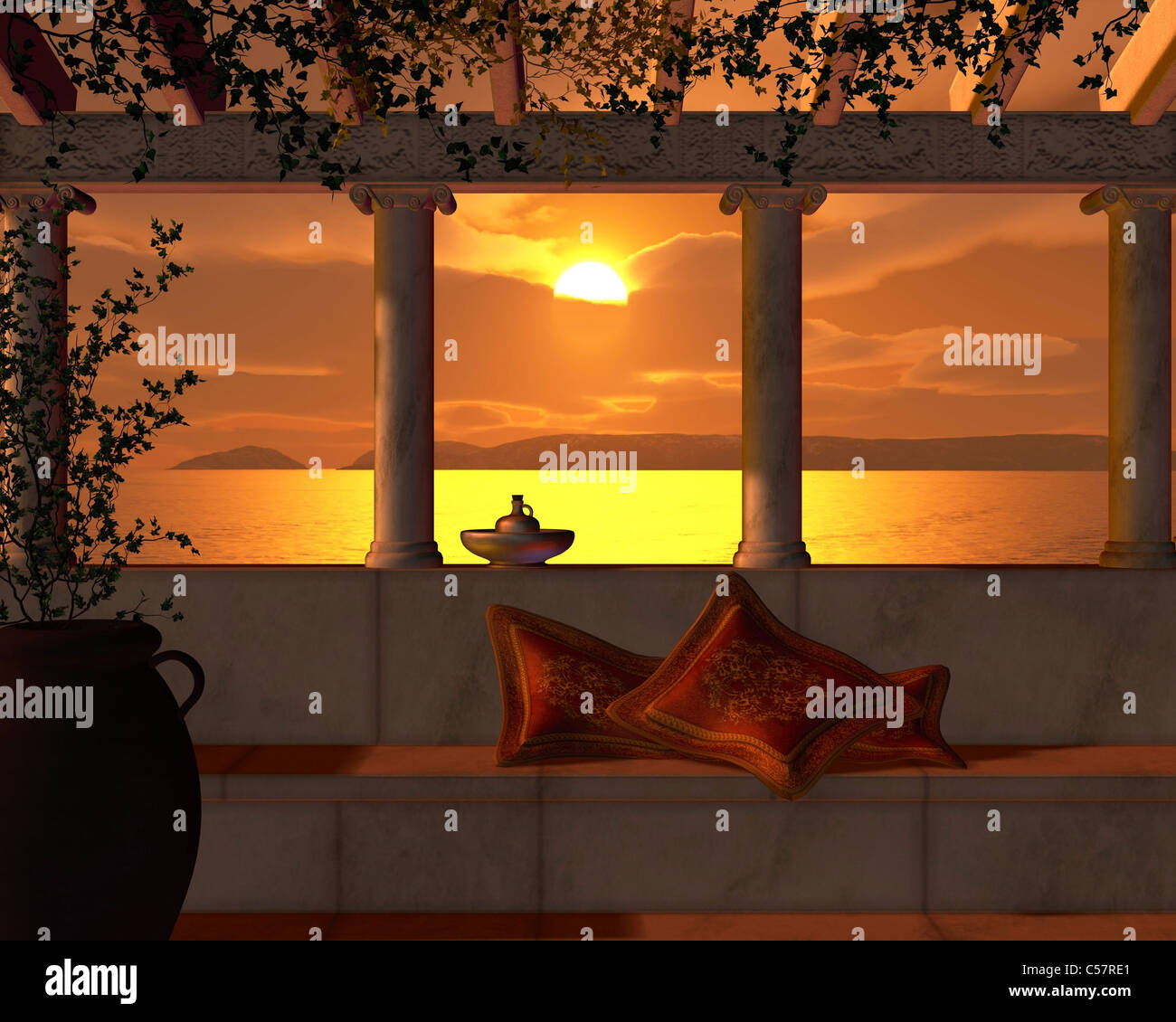 Sunset View from a Roman Terrace Stock Photo - Alamy