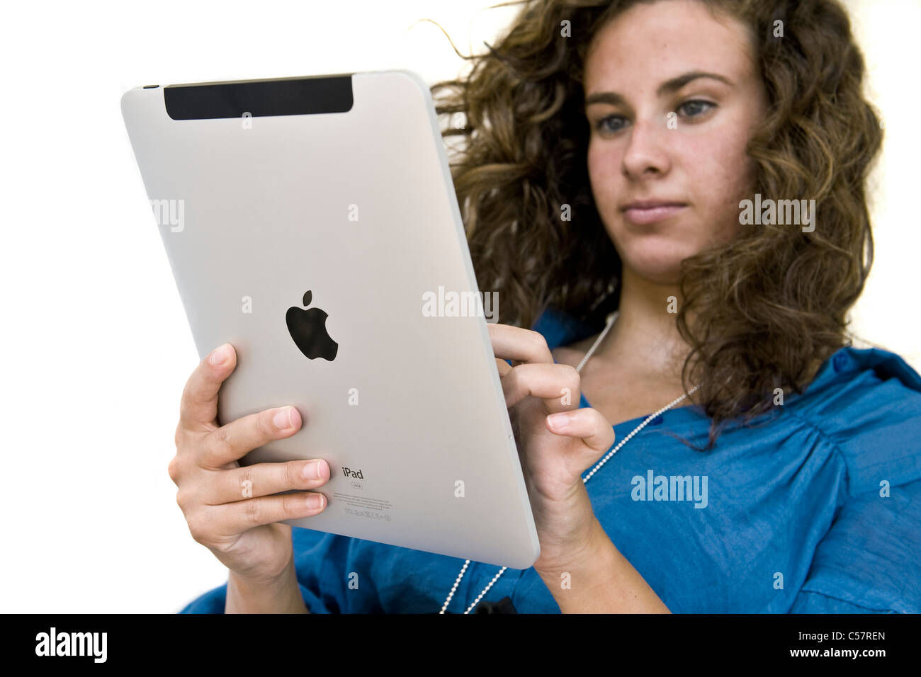 Girl with Ipad Stock Photo - Alamy