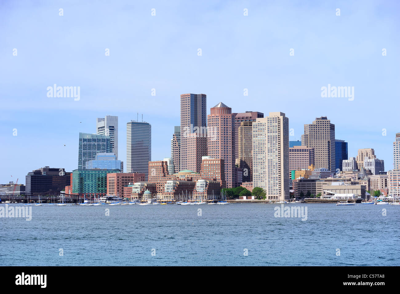 Boston waterfront view with urban city skyline and modern architecture ...