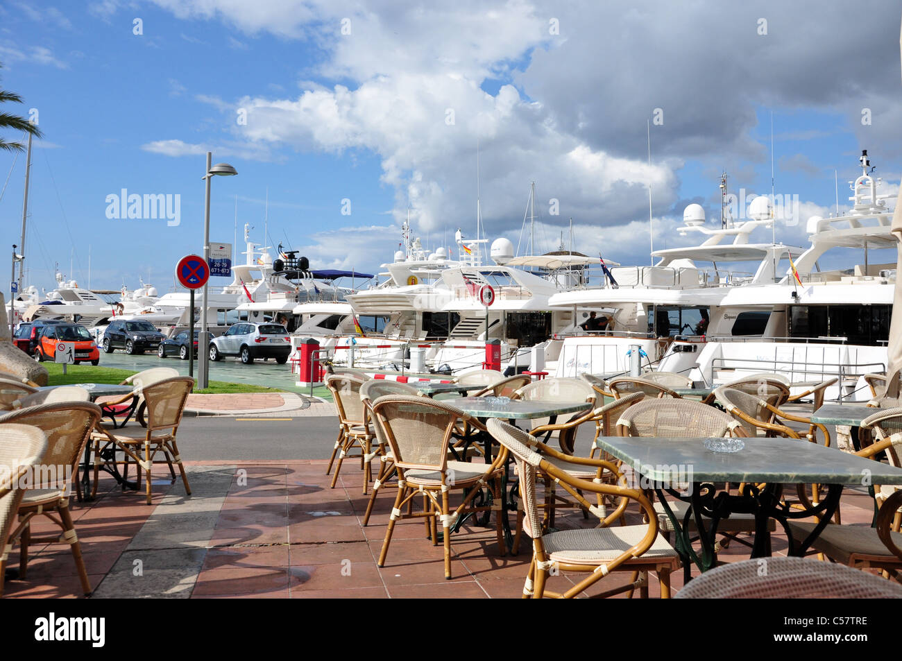 The scene outside of the Restaurant Wellies Puerto Portals, Mallorca ...