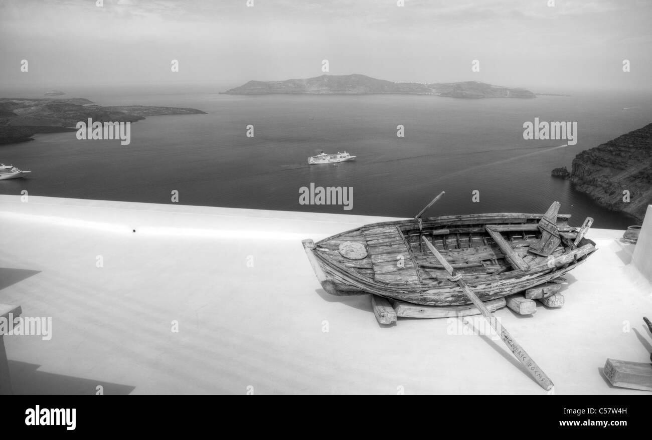 Thira on iconic Greek island of Santorini, typical Greece, old rotting ...