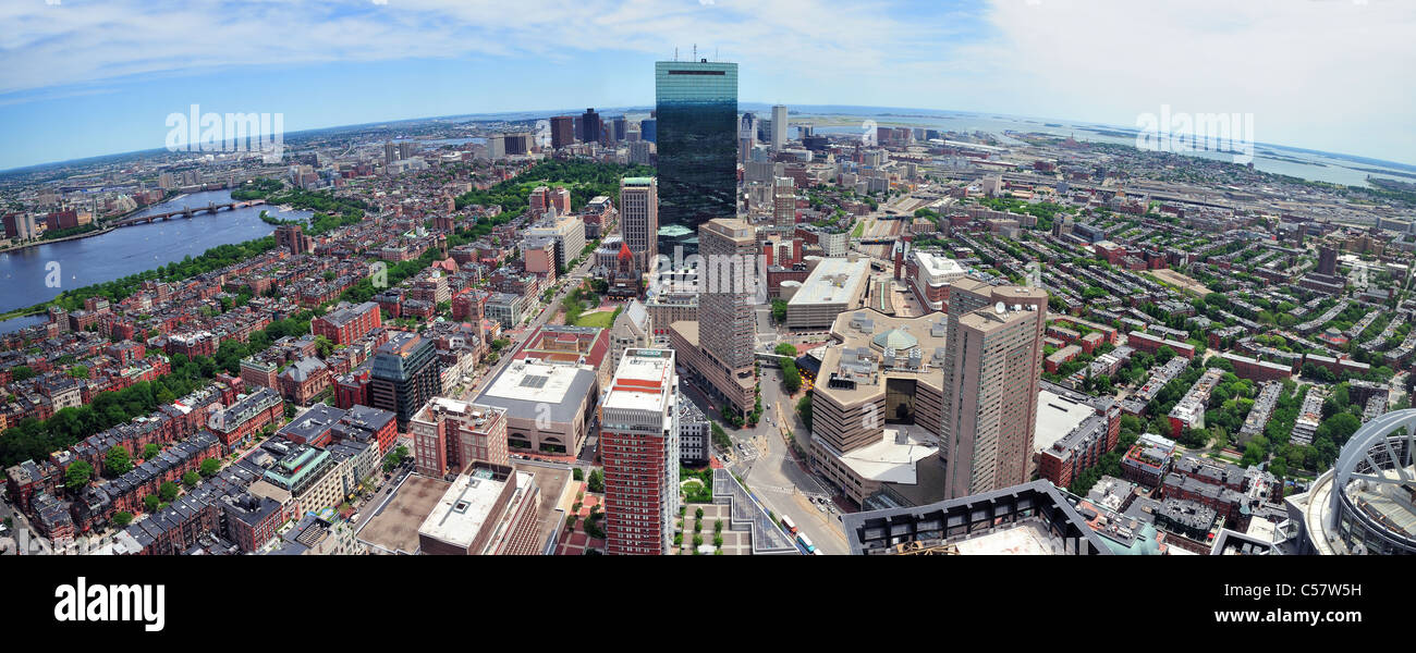 Boston skyline aerial view panorama with skyscrapers and Charles River ...