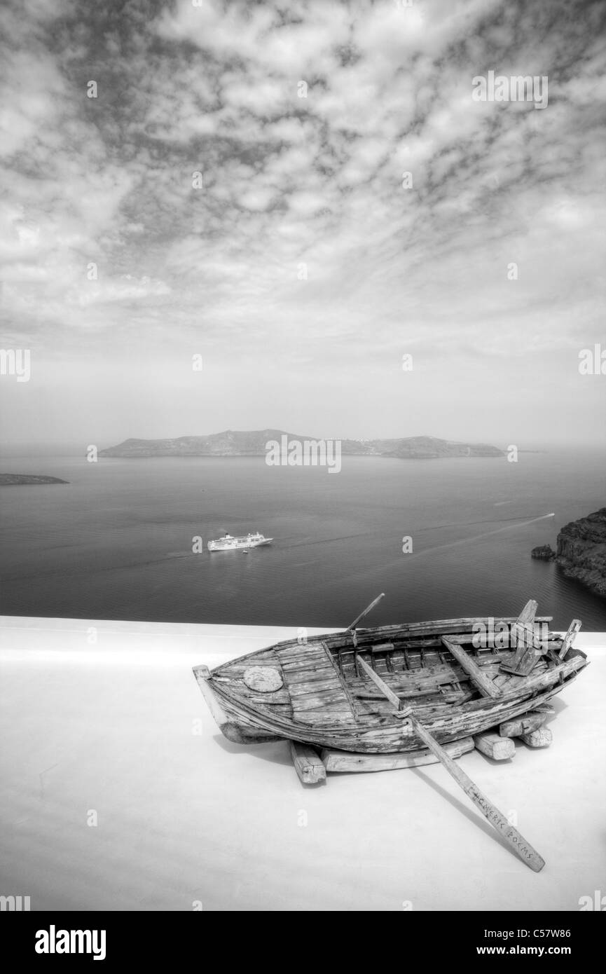 Thira on iconic Greek island of Santorini, typical Greece, old rotting ...