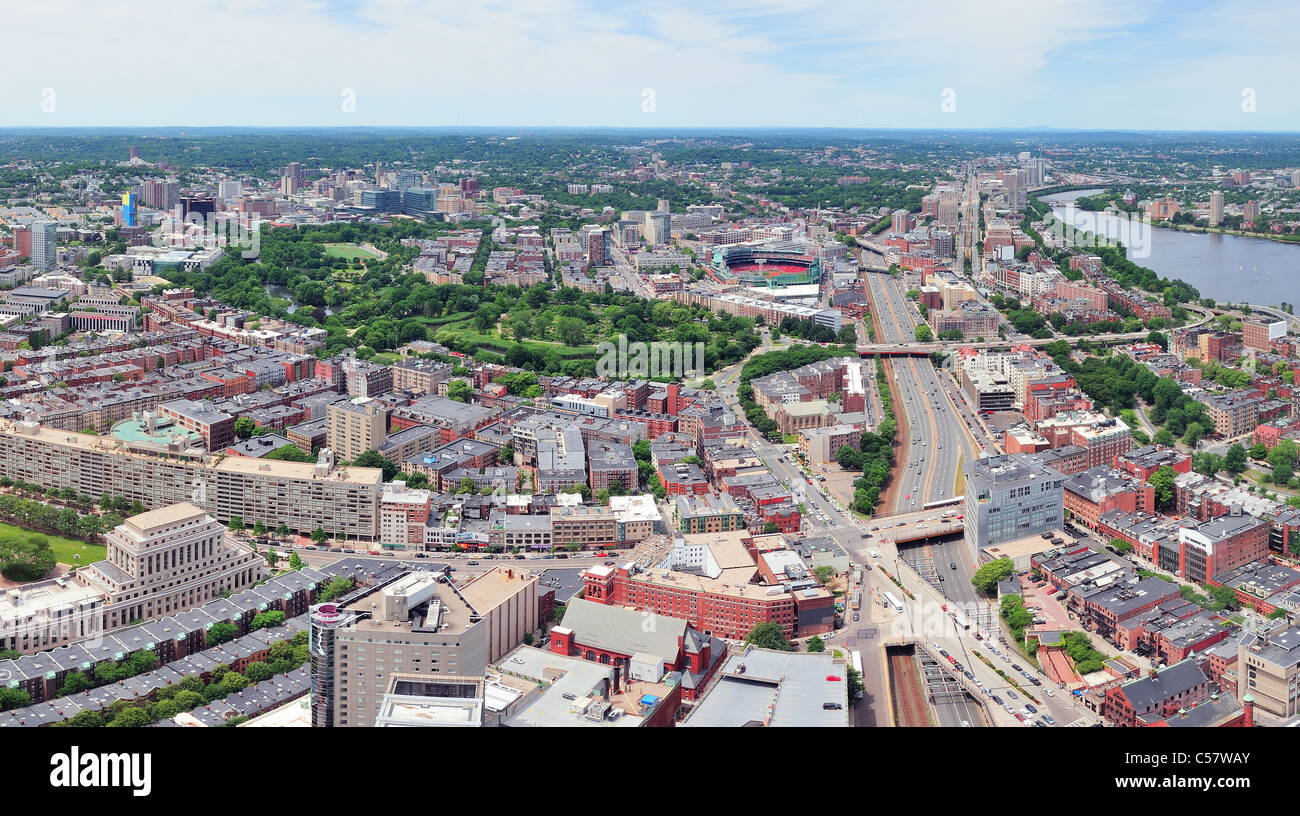 Boston city aerial panorama view with urban buildings and highway Stock ...