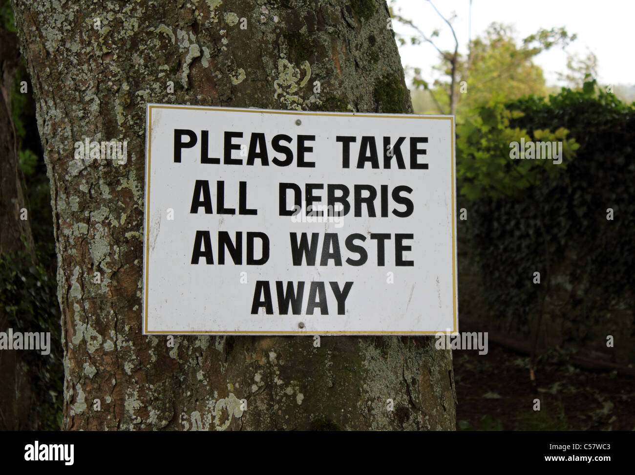 Sign requesting cemetery visitors remove all of their rubbish, County ...