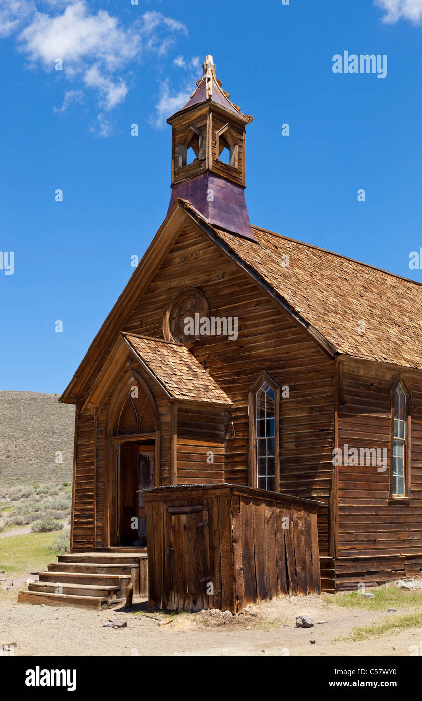 abandonded Methodist church buildings in Bodie ghost town Bodie State Historic Park California ...