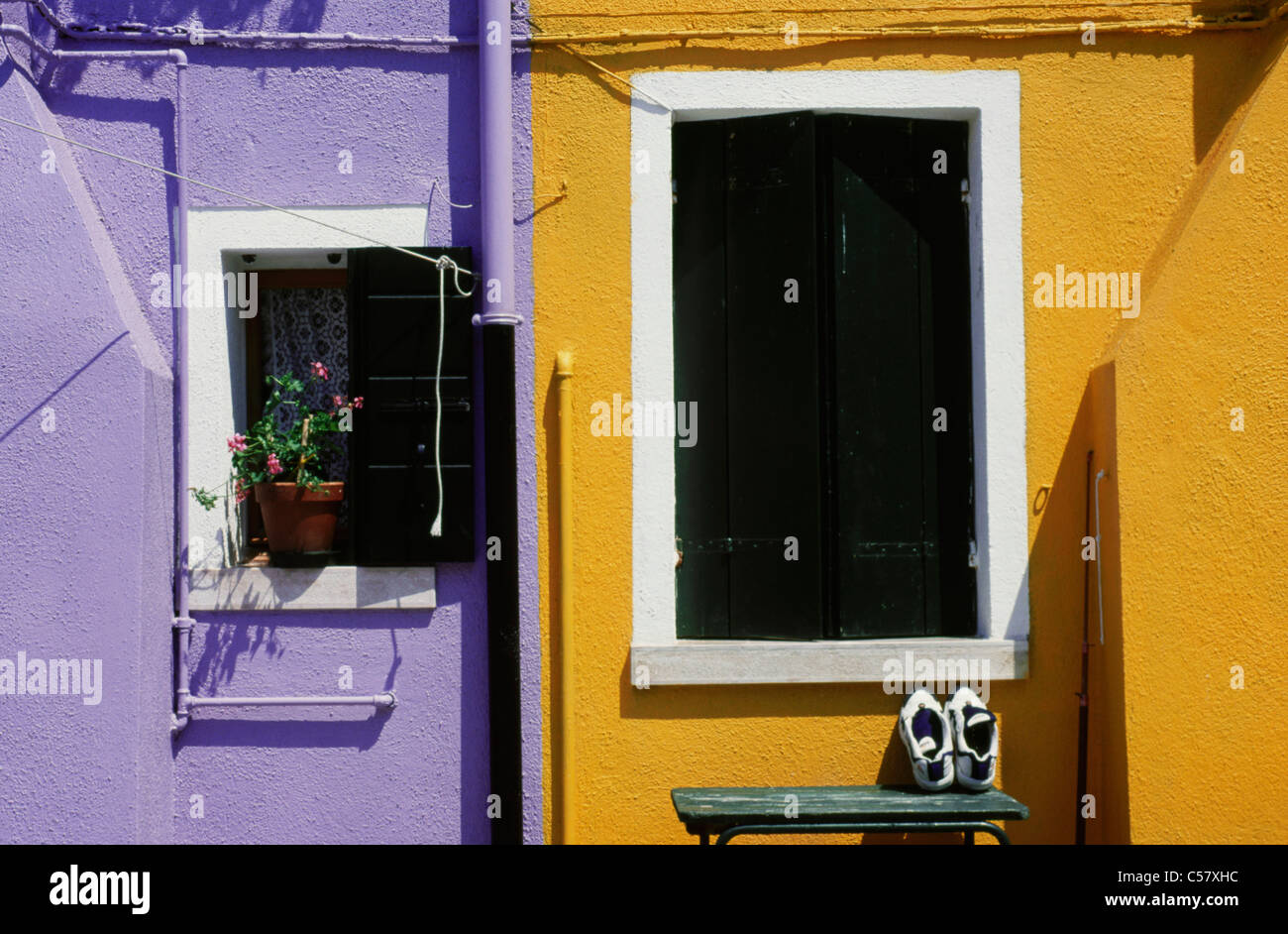 Windows - Burano, Venice Stock Photo - Alamy
