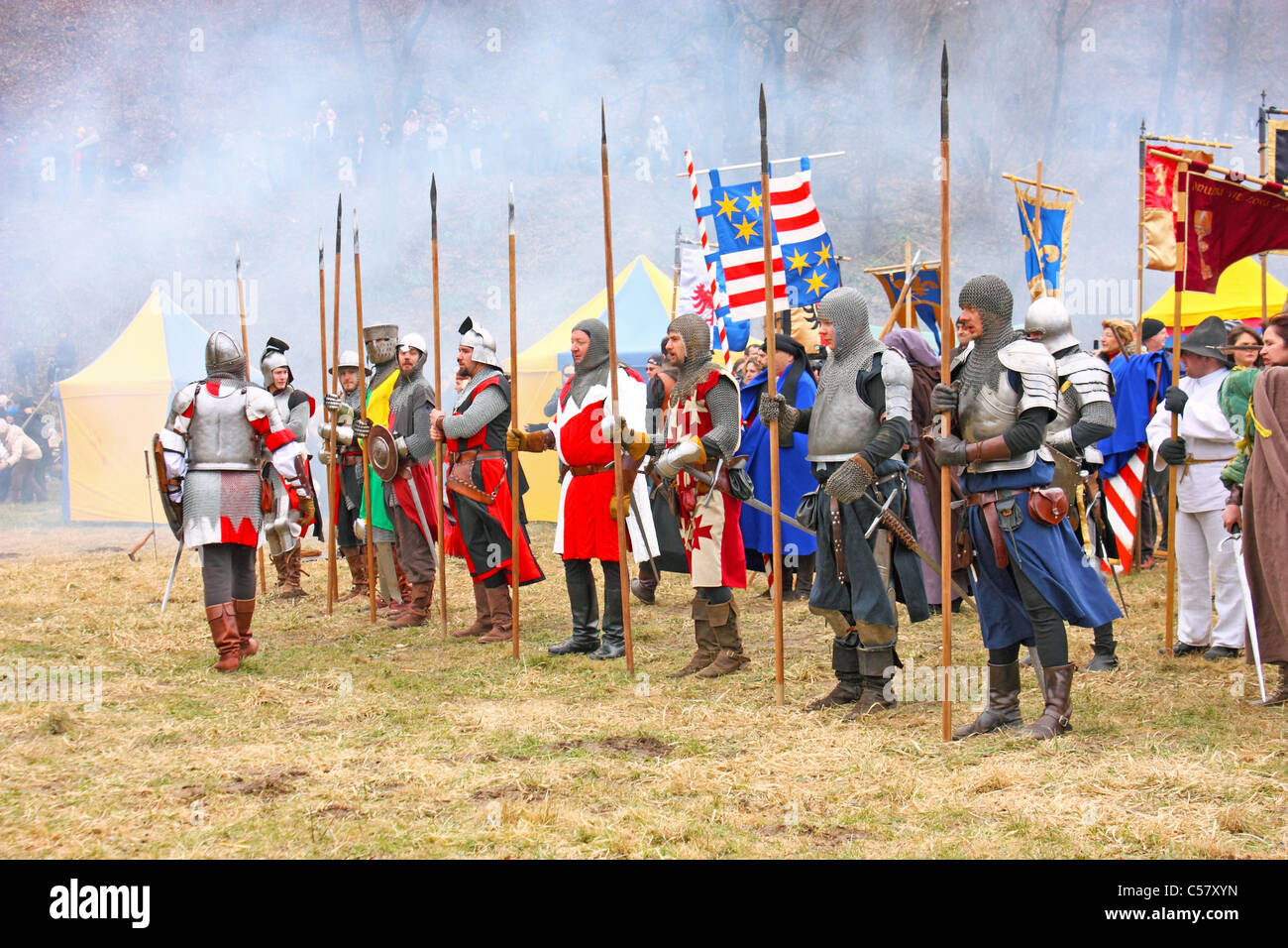 Staging of a medieval battle at Samobor Croatia on March 1, 1441 Stock ...