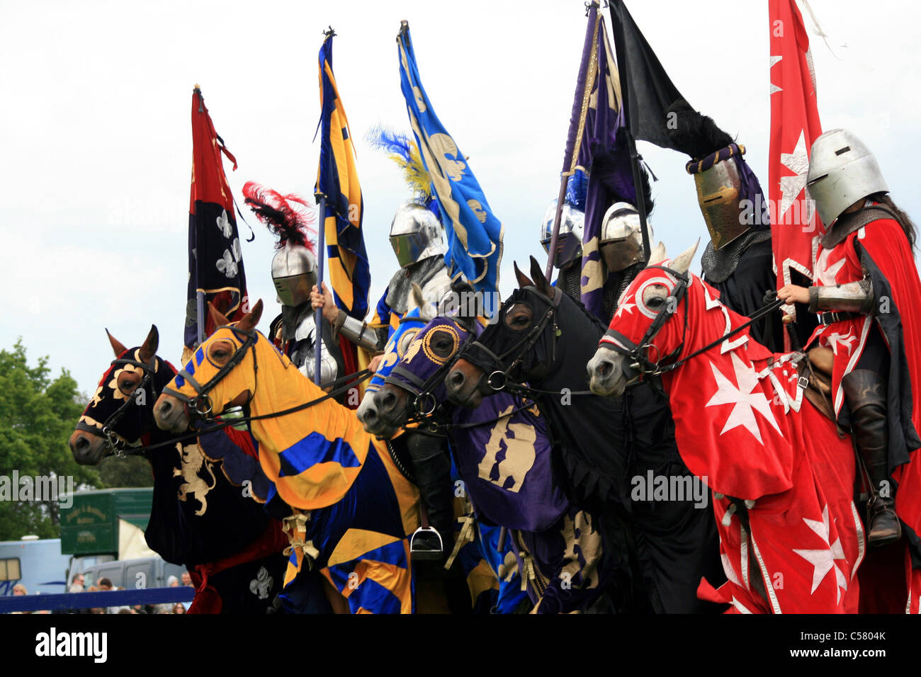 knights of middle England giving a display during eventing trial at ...