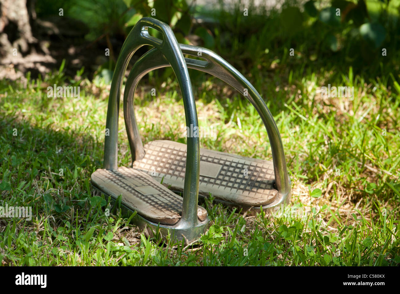 Stirrup Irons for horse riding use UK equestrian Stock Photo - Alamy
