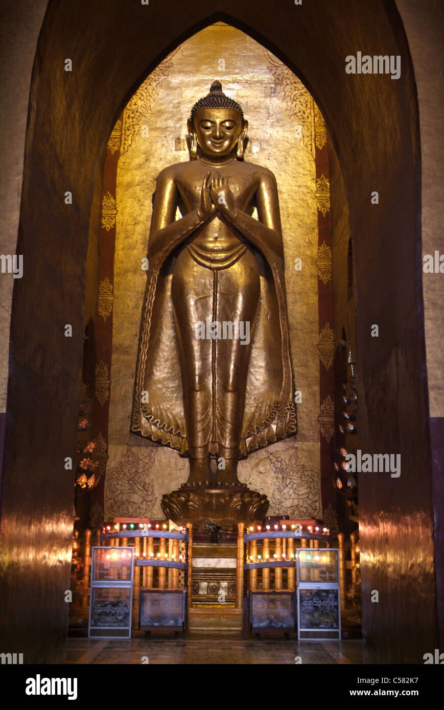 Asia, Burma, Myanmar, Bagan, temple, Ananda, statue, Buddha Stock Photo ...