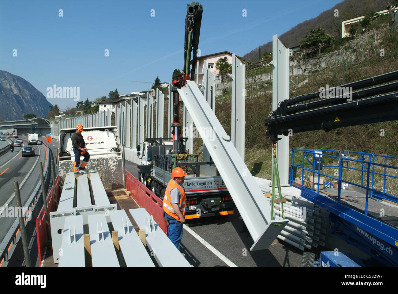 Switzerland, Ticino, highway, work, construction, noise prevention ...