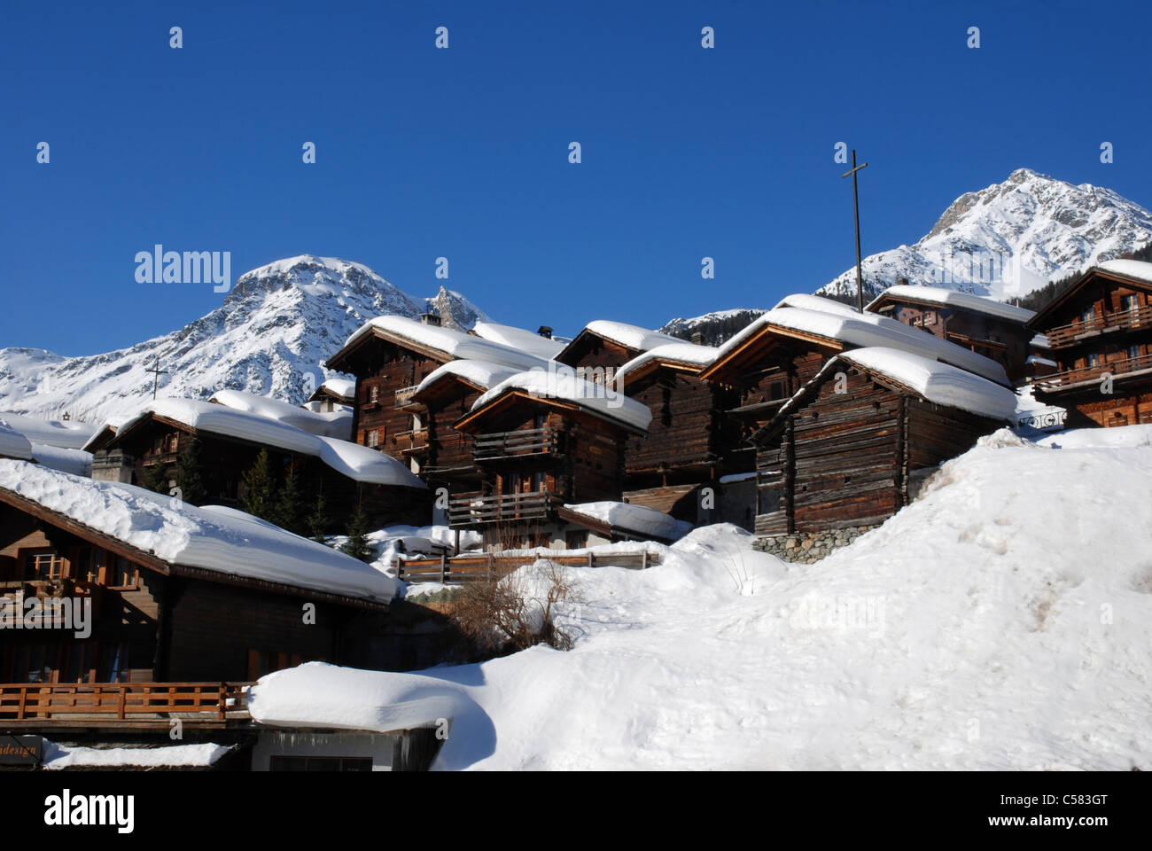Alps, alpine, Grimentz, village, Val d'Anniviers, Valais, Switzerland ...