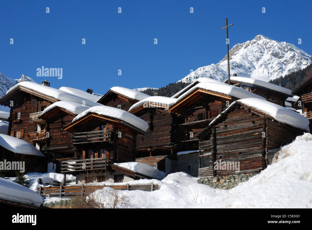 Alps, alpine, Grimentz, village, Val d'Anniviers, Valais, Switzerland ...