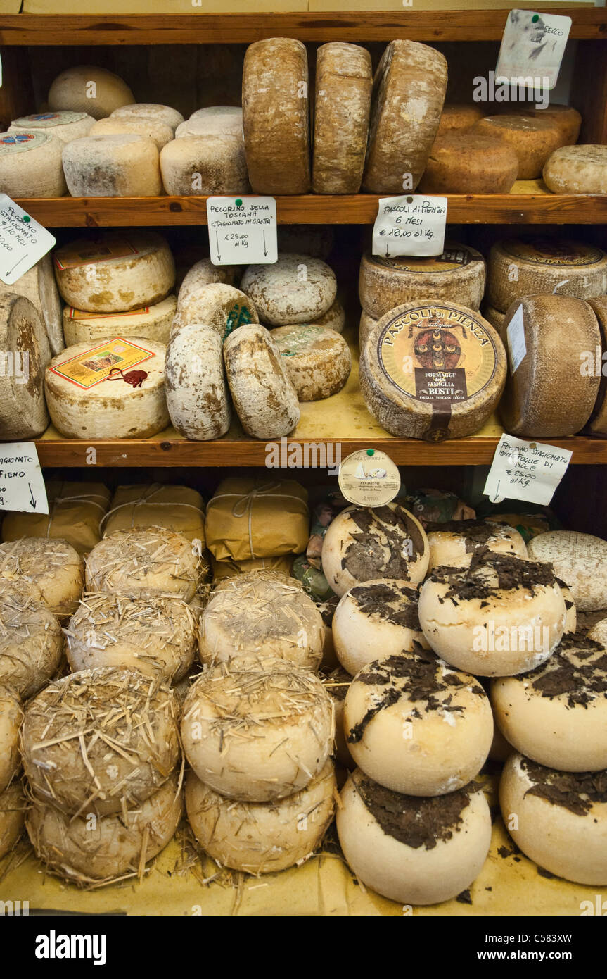 A traditional italian shop selling cheese in Montepulciano, Toscany ...