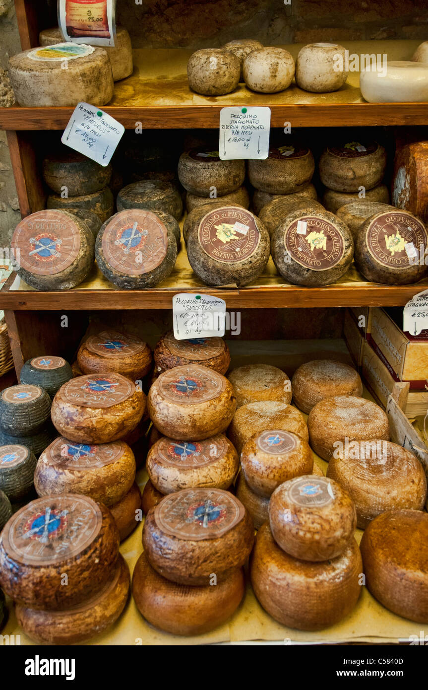 A traditional italian shop selling cheese in Montepulciano, Toscany ...