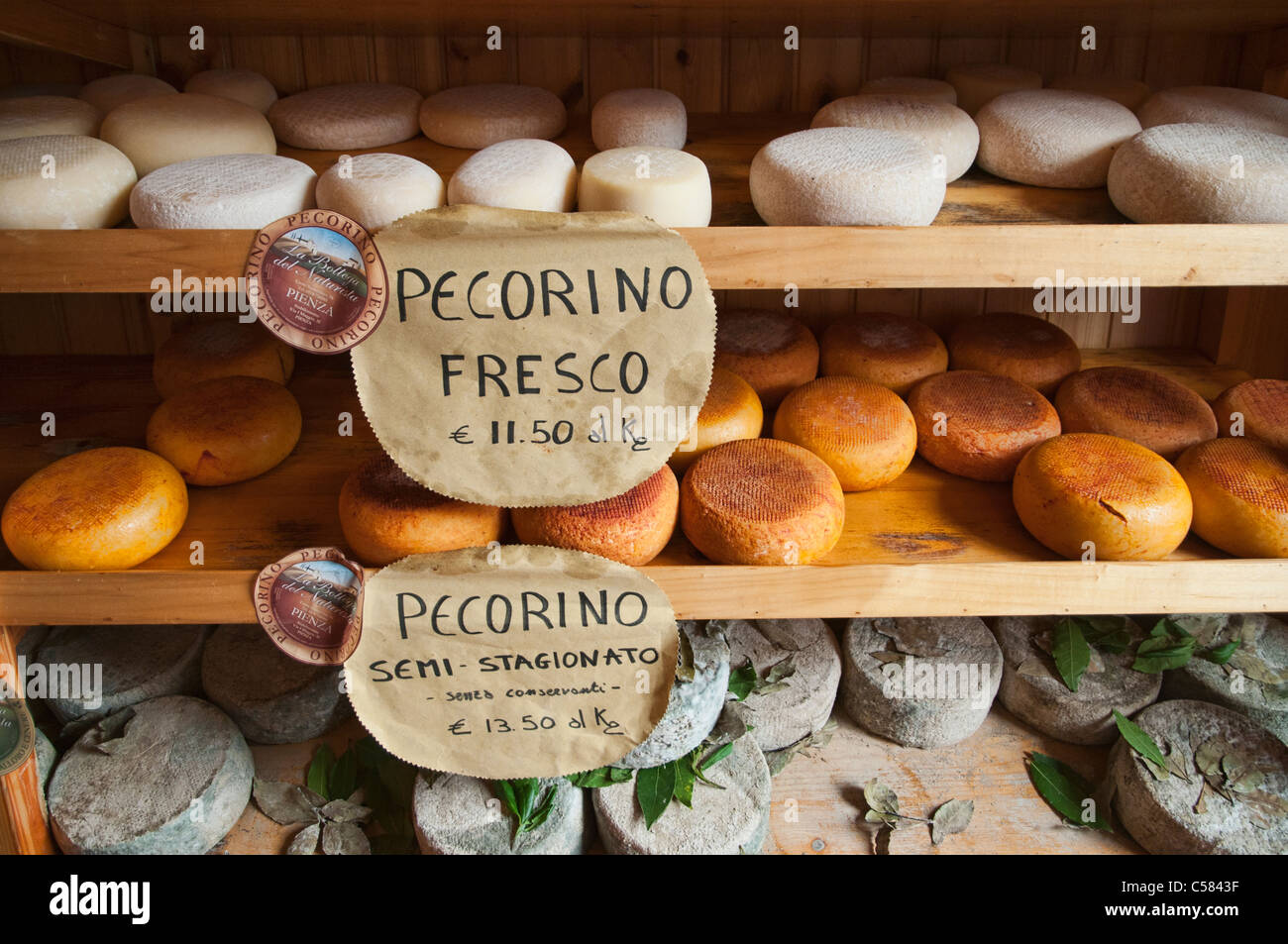 A traditional italian shop selling cheese in Montepulciano, Toscany ...