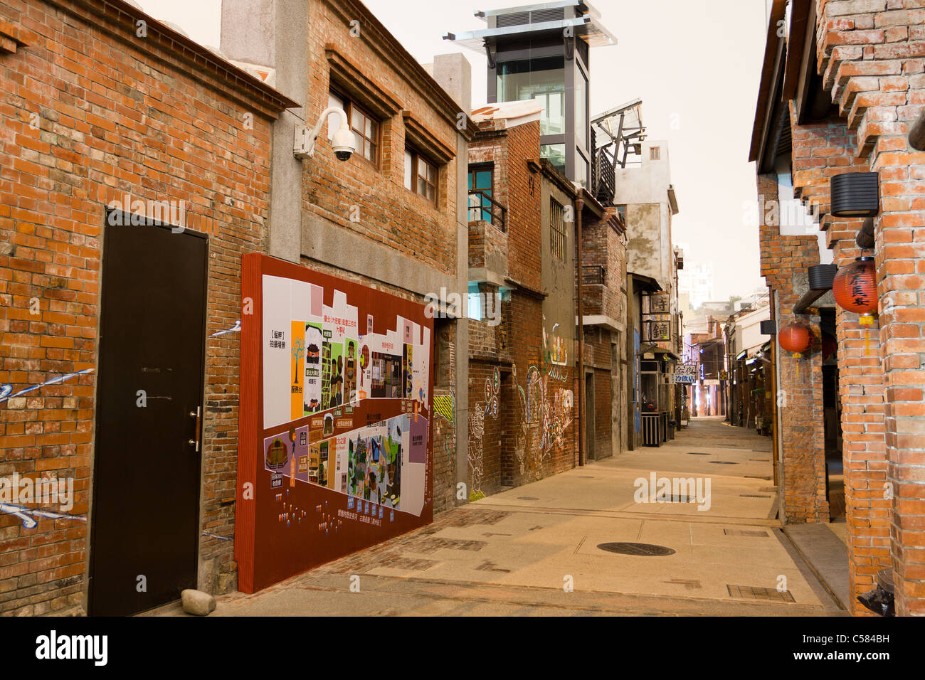 Bopiliao Old Street alley at night, historic block features traditional ...