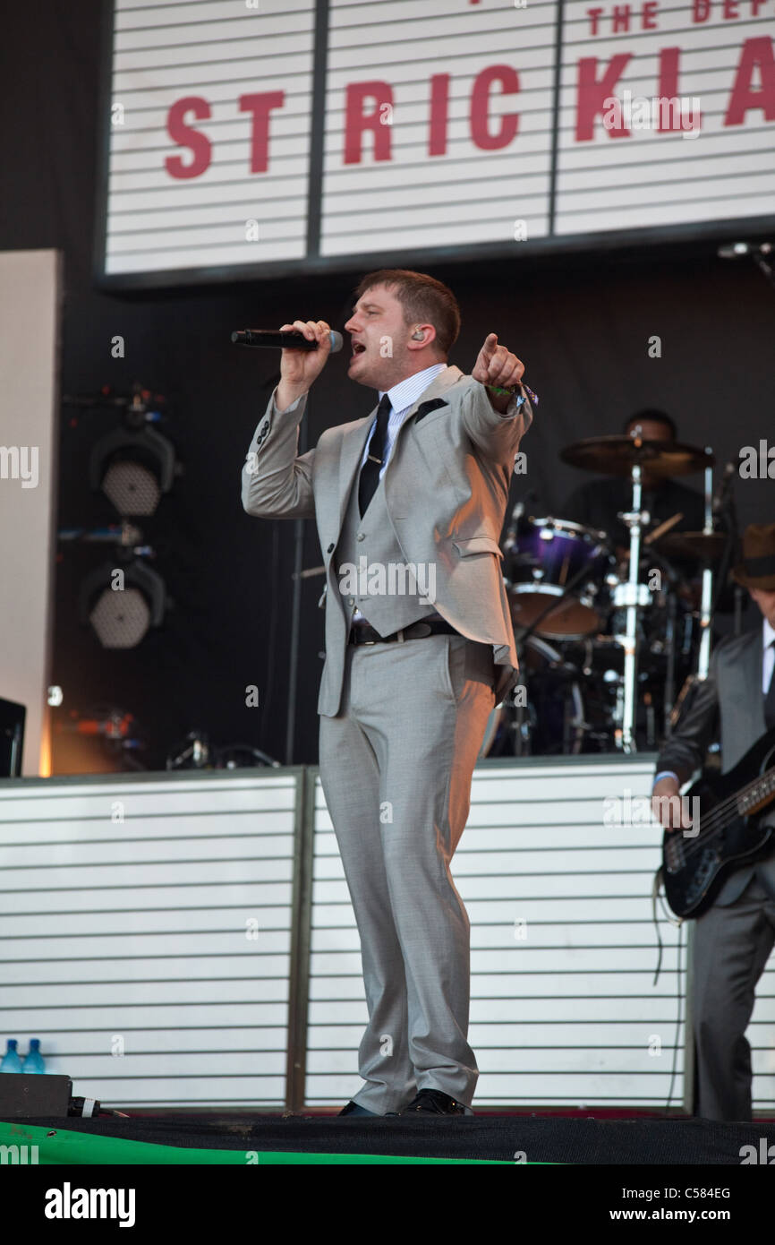 Plan B performing on the Pyramid stage at the Glastonbury Festival 2011 ...
