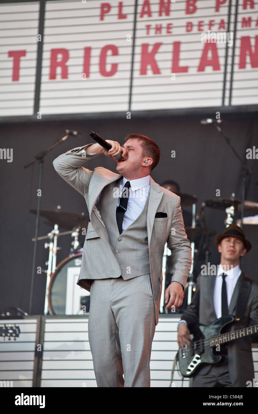 Plan B performing on the Pyramid stage at the Glastonbury Festival 2011 ...