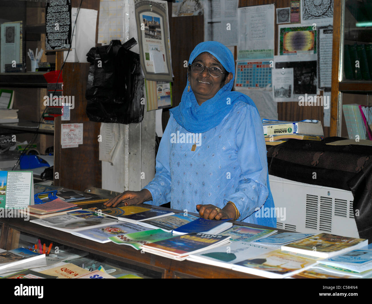 Port Louis Mauritius Woman Wearing Blue Sari Working in Islamic ...