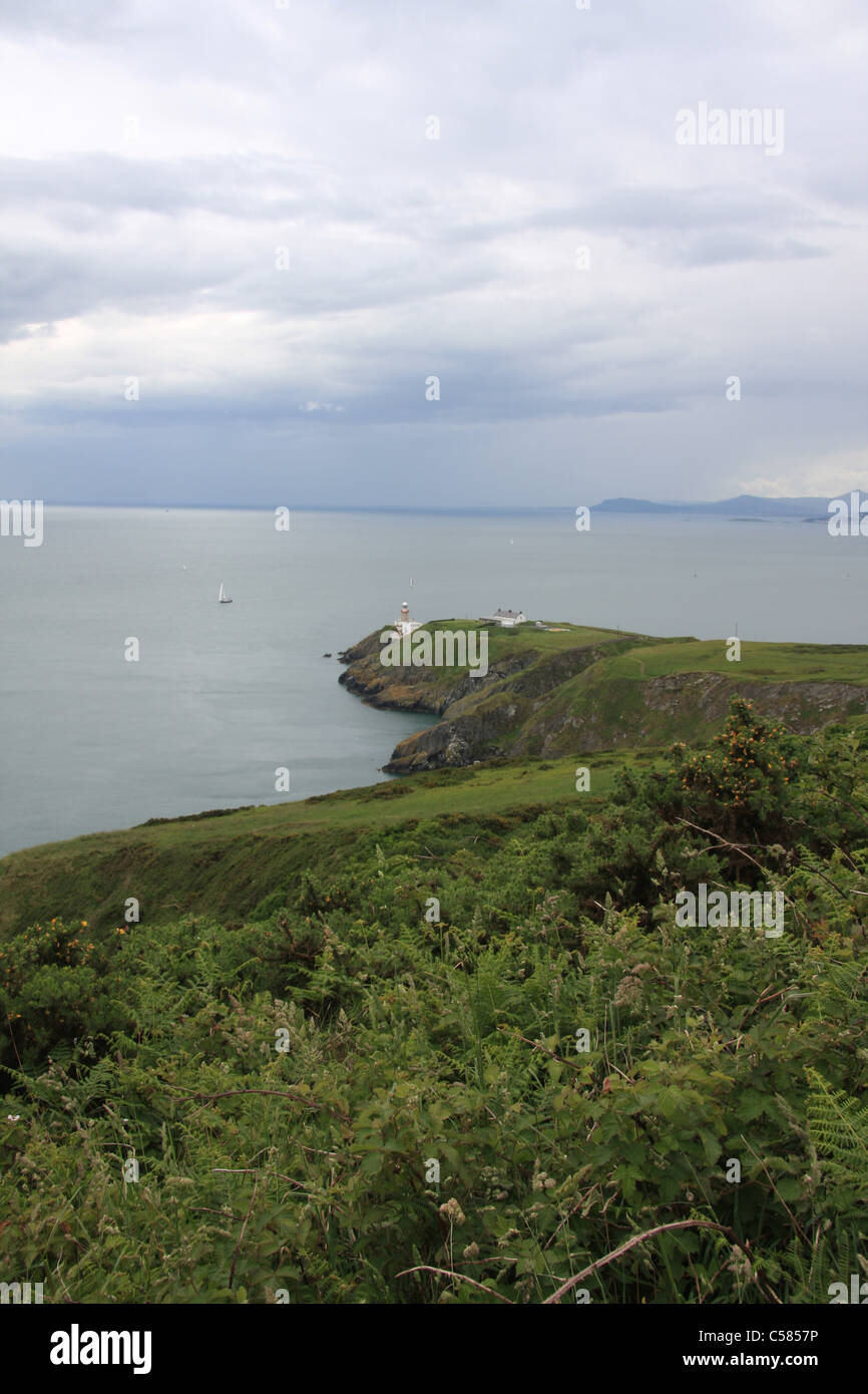 Ireland, Dublin, Howth, cliffs, sea, clouds, coast, lighthouse, green ...