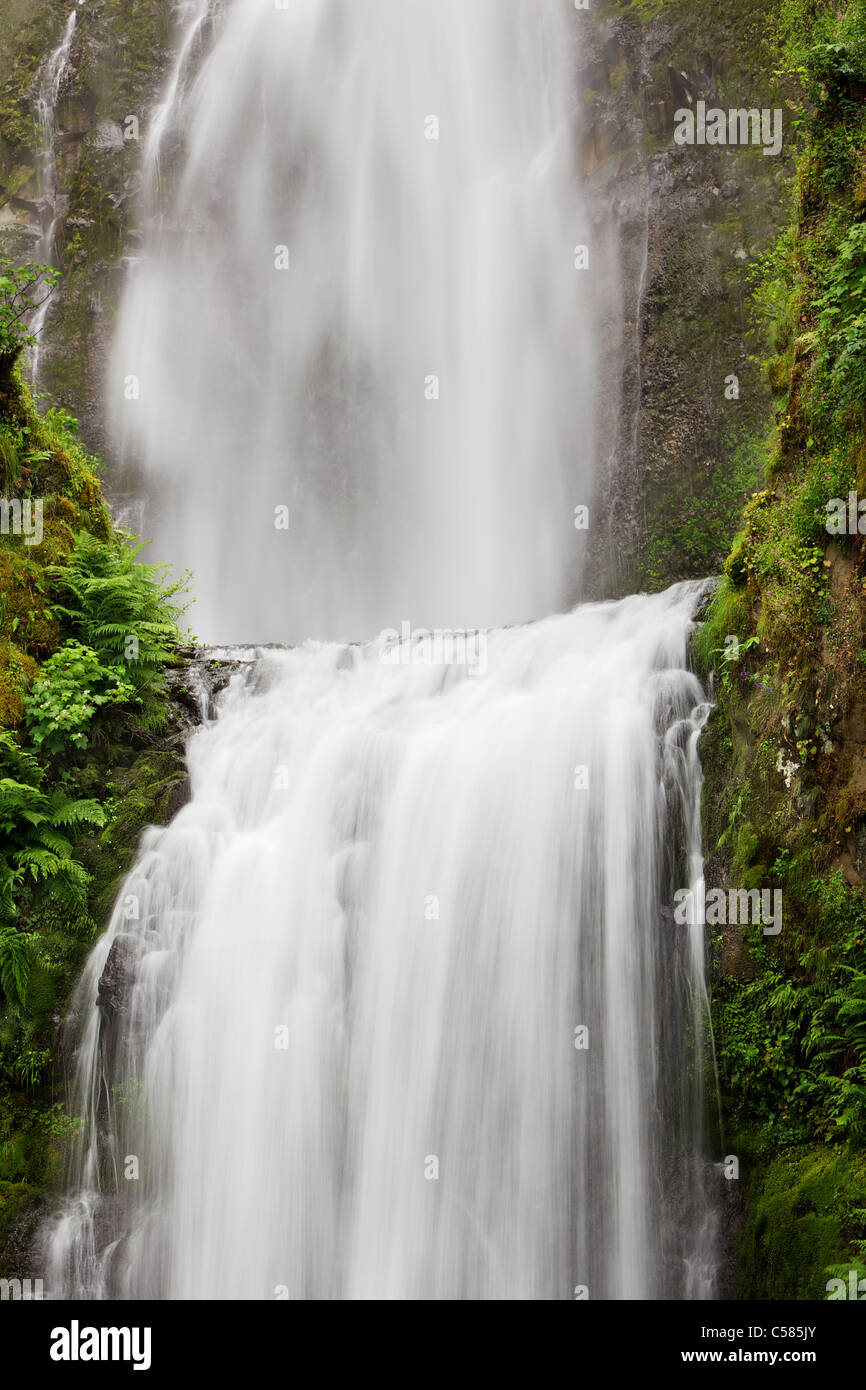 Soft white Frothy Water Falls with one into another Stock Photo - Alamy