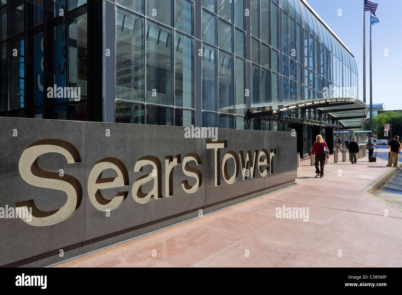 Sears Tower signage with atrium, Chicago, Illinois Stock Photo - Alamy