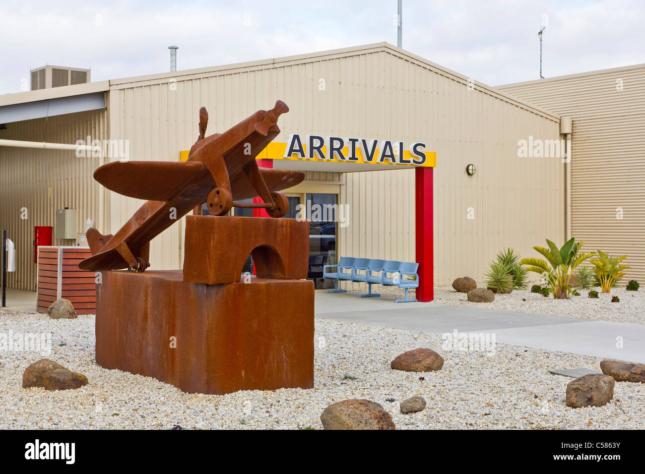 Arrivals Entrance rock garden and Statue at Avalon Airfield Melbourne ...