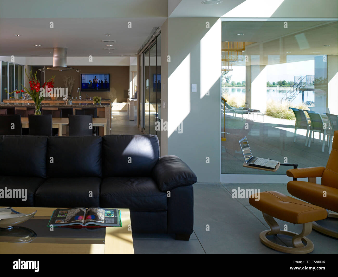 Modern open plan ground floor living space, California Stock Photo - Alamy