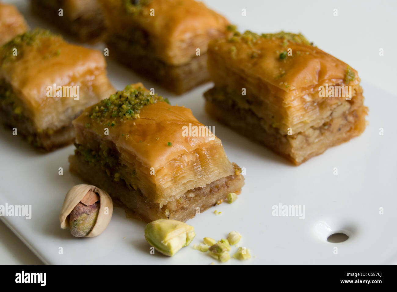 Baklava squares on a tray Stock Photo - Alamy