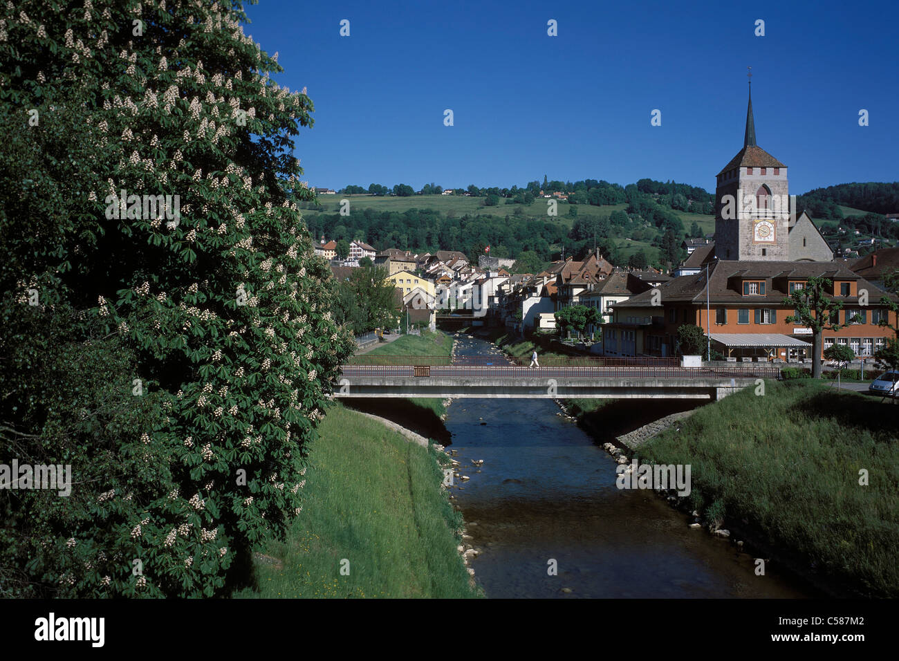 Town, City, scenery, Payerne, Switzerland, Europe, Vaud, summer ...